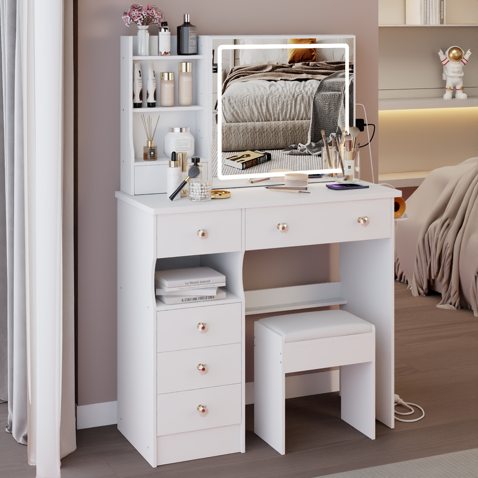 Vanity Tables with Mirrors & Storage | Makeup Desks with Drawers ...